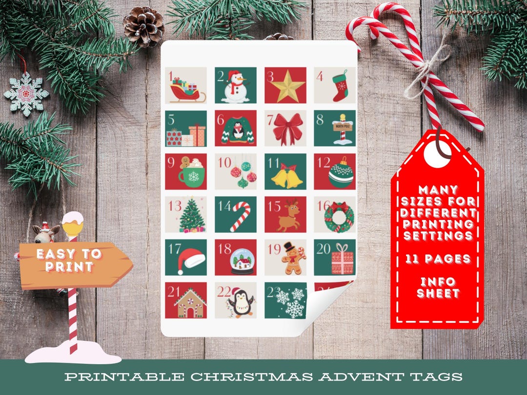 Printable Advent Calendar Tags | DIY Christmas Countdown Squares ...