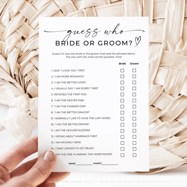 Guess Who Bride or Groom Bridal Shower Game, Bride or Groom Printable ...
