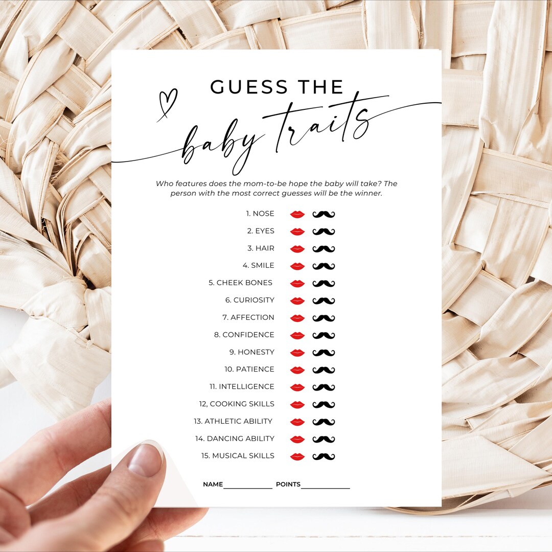 Baby Traits Game for Baby Shower Gender Neutral Baby Shower Games ...