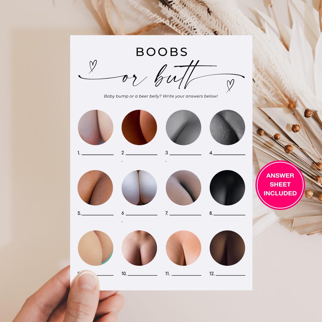 Boobs Or Butts Baby Shower Game Printable Baby Shower Games Boobs Or