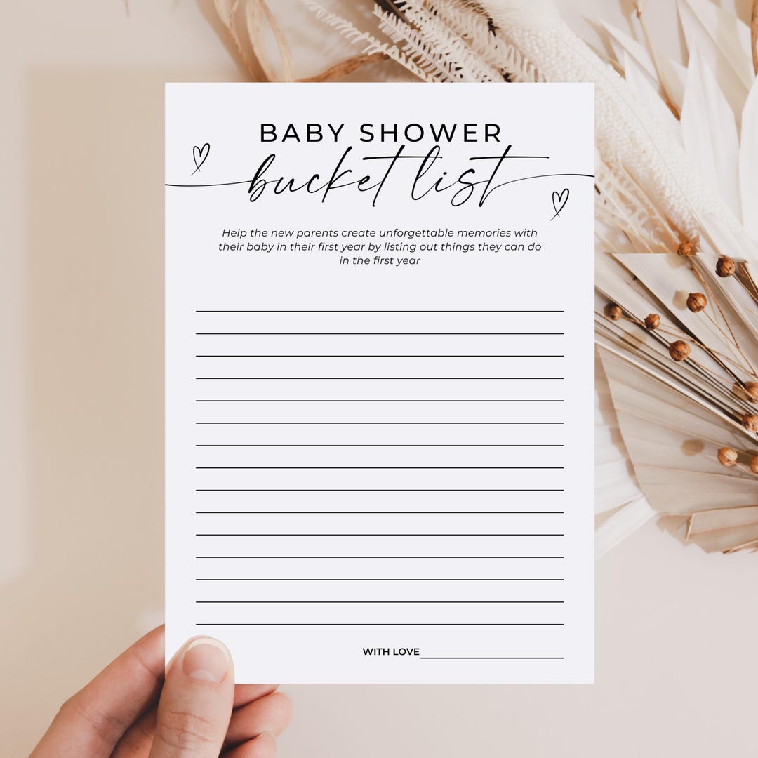 Baby Bucket List Game, Baby Shower Game, Bucket List for the First Year ...