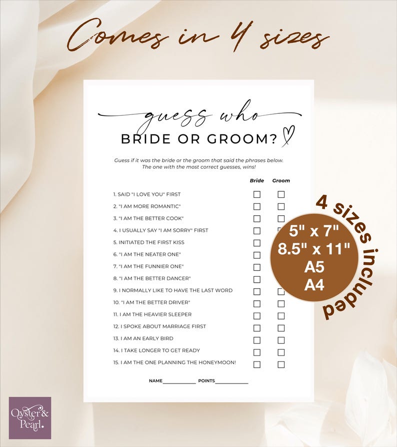 Guess Who Bride or Groom Bridal Shower Game, Bride or Groom Printable ...