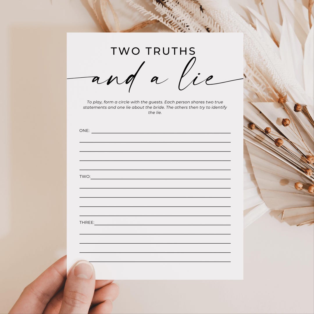 Two Truths and A Lie, Bridal Party Game Template, Printable Pink Hen ...