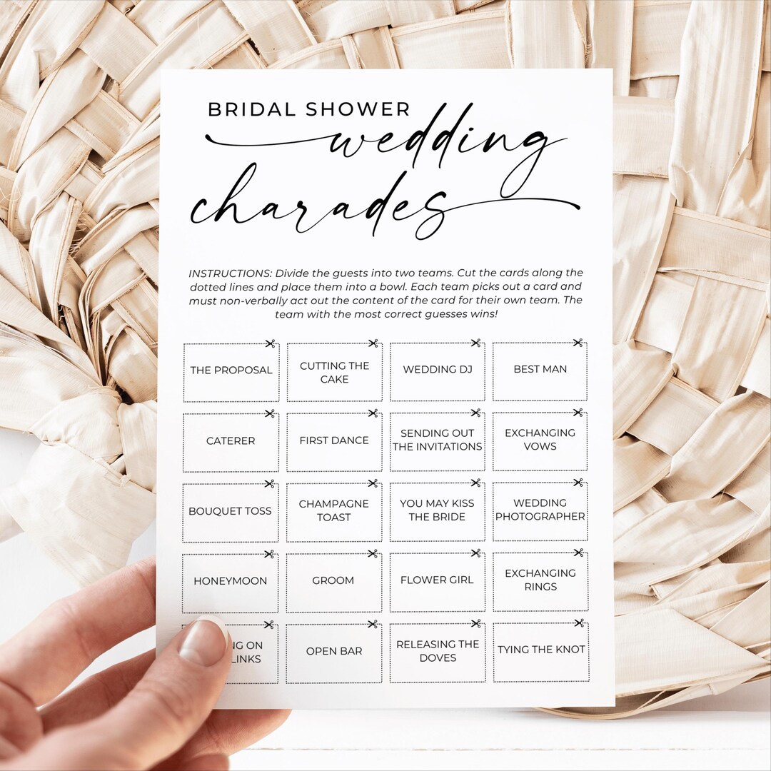 Charades Game Bridal Shower Trivia Game, Bridal Shower Printable ...