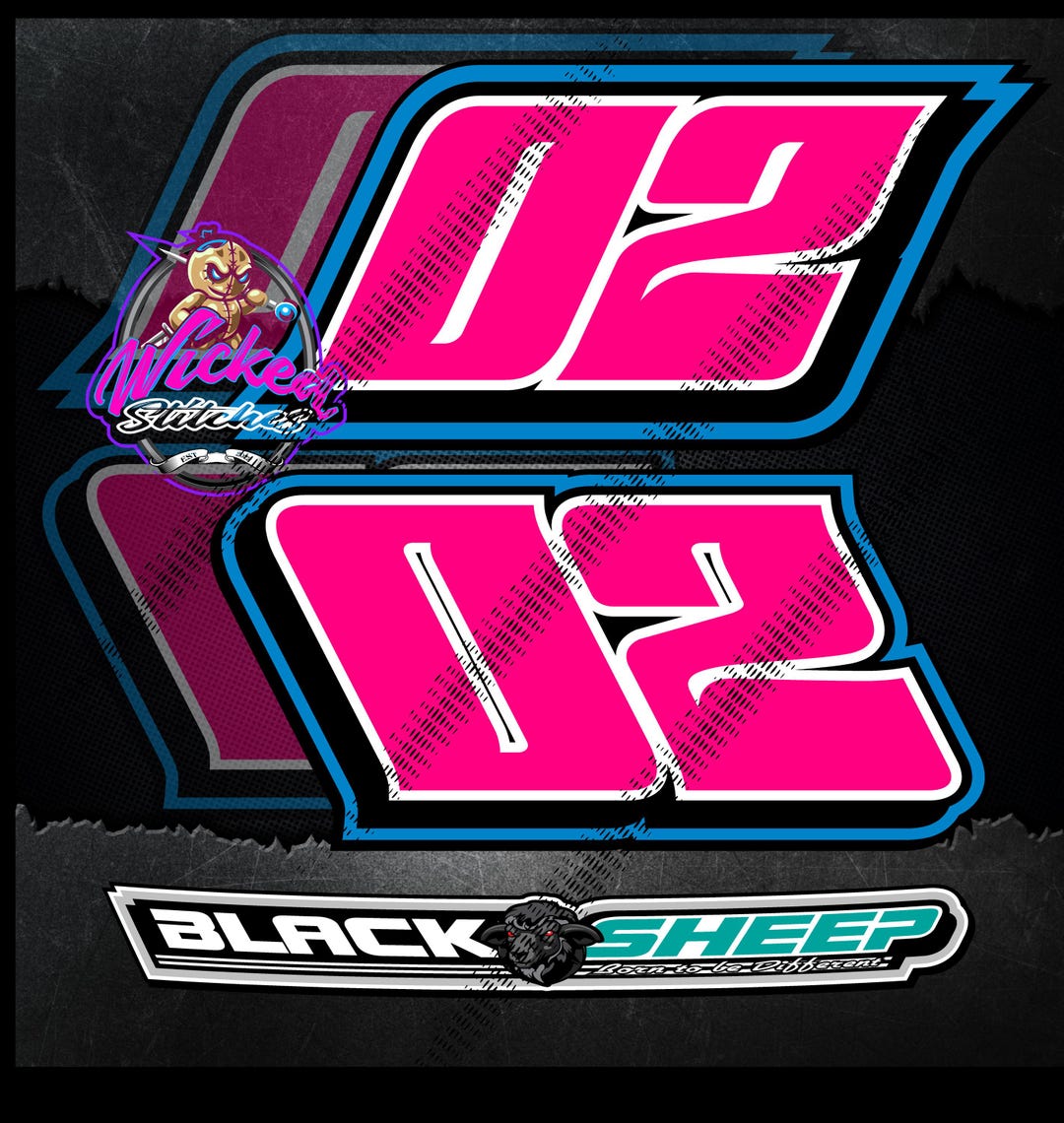Racing Number Font Design, AI, Lightburn, Graphic, Vector, Sillouette ...