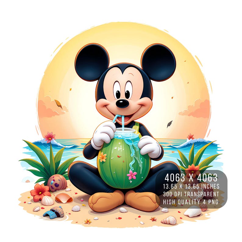 4 PNG Mickey Mouse Play Guitar Tropical Summer Beach Digital Design PNG ...