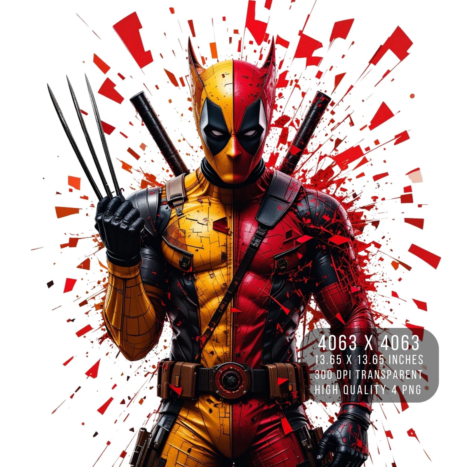 4 PNG Deadpool X Wolverine Superhero Color Splash Digital Design PNG ...