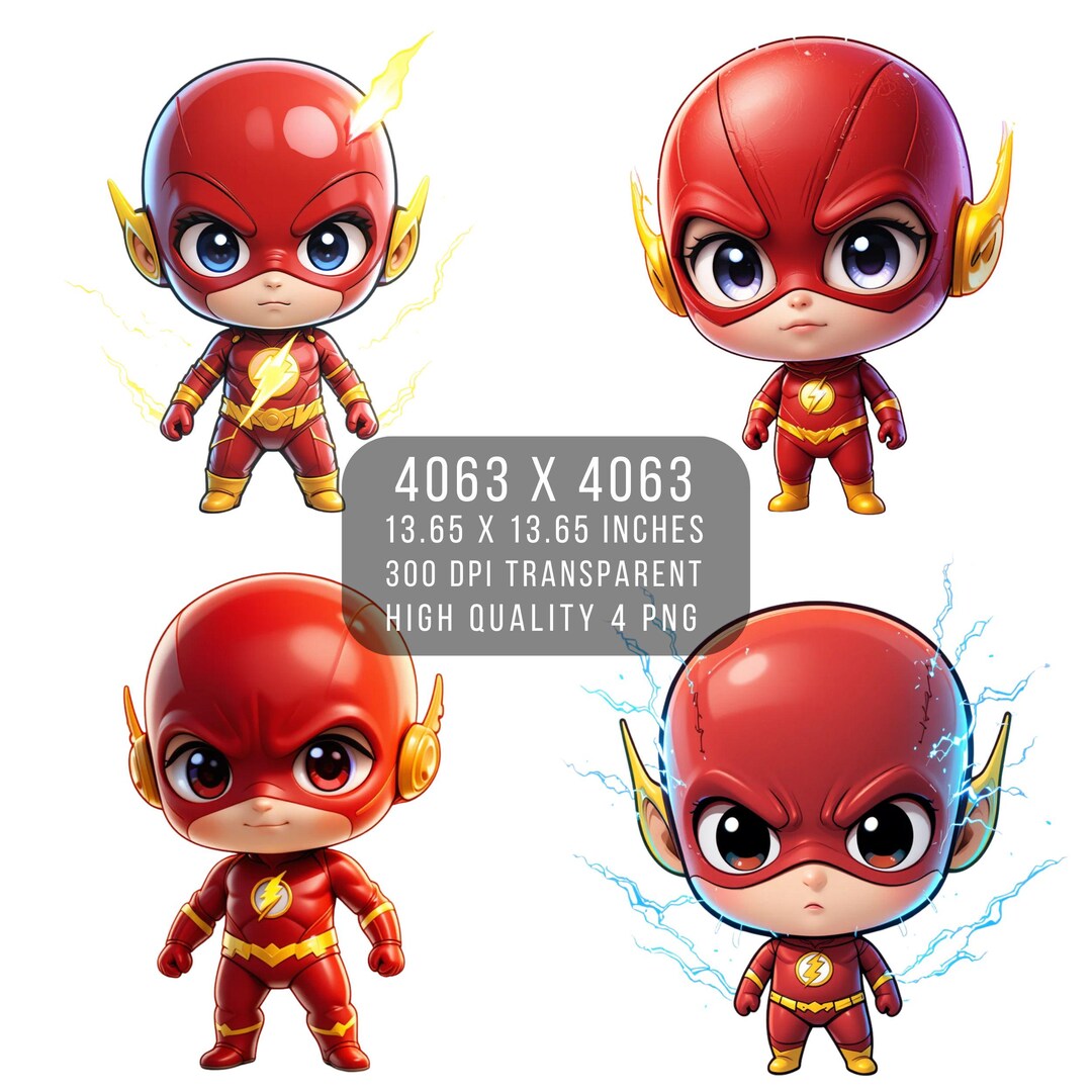 4 PNG Flash Superhero Fan Art Cute Kawaii Style PNG Hero Clipart ...