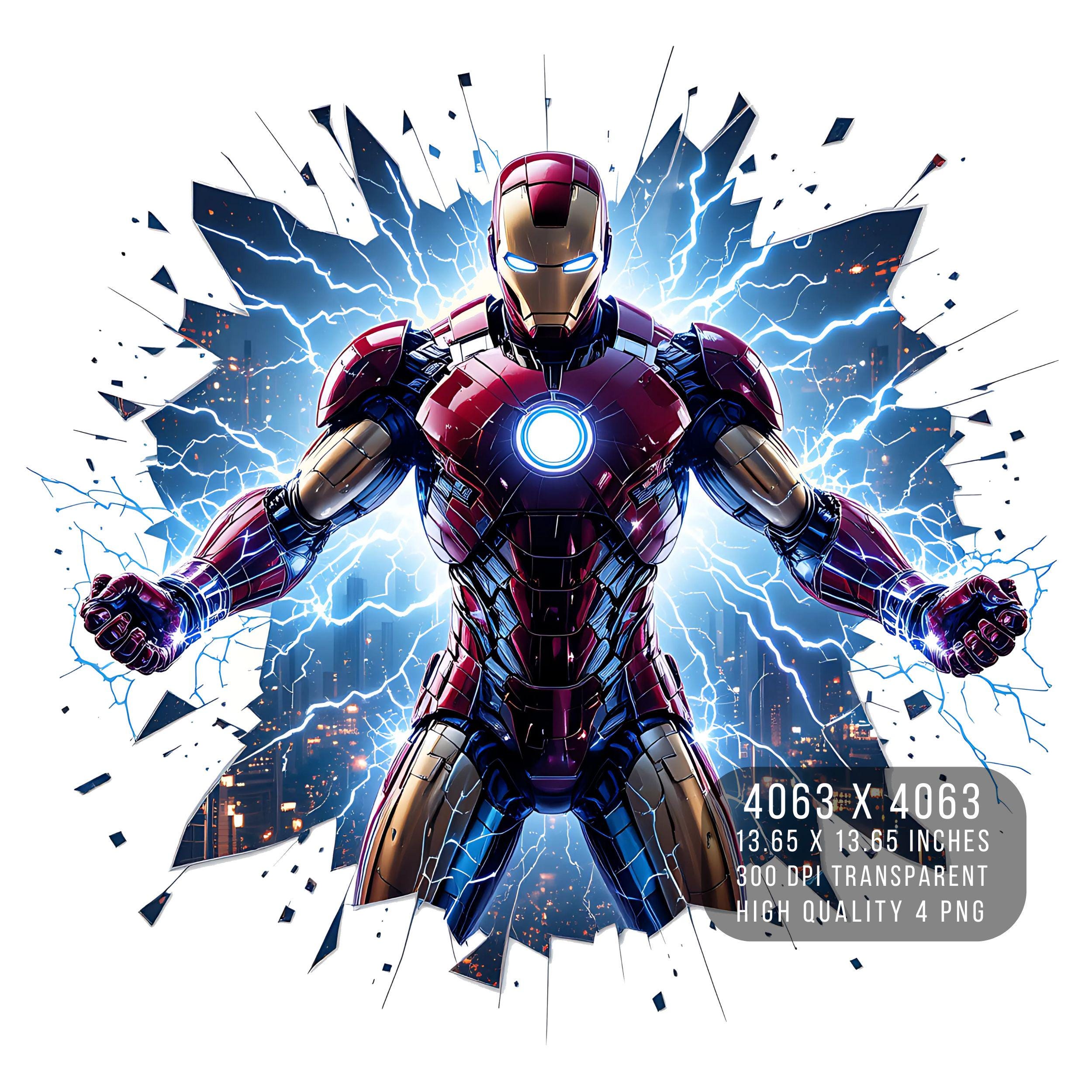 4 PNG Iron Superhero Cracked Glass Digital Design PNG File for ...