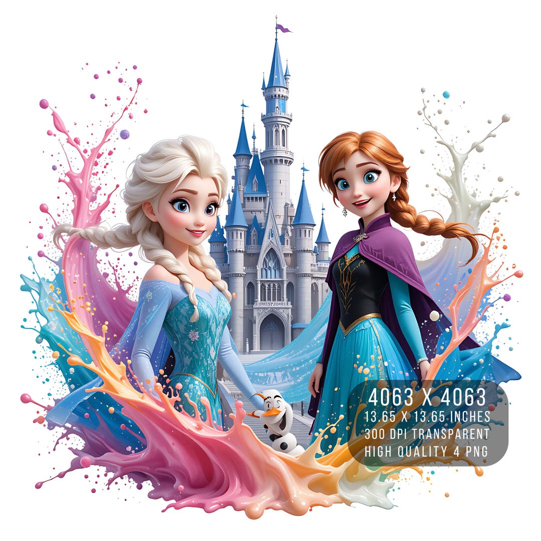4 PNG Elsa and Anna Frozen Splash and Watercolor Digital Design PNG ...