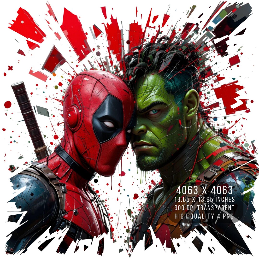 4 PNG Deadpool X the Hulk Superhero Color Splash Digital Design PNG ...