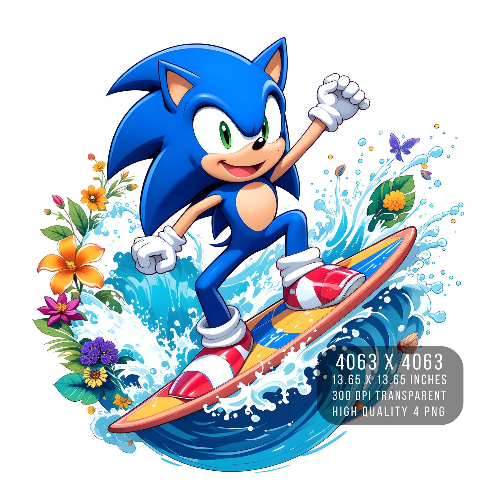 4 PNG Sonic Summer Surf Fan Art Transparent Digital Design PNG File for ...