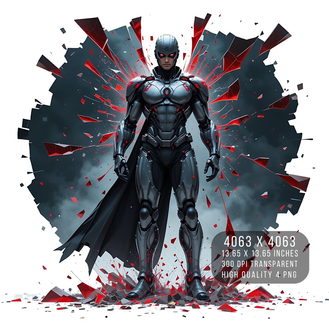 4 PNG Human Cyborg Superhero Fan Art Cracked Glass Digital Design PNG ...