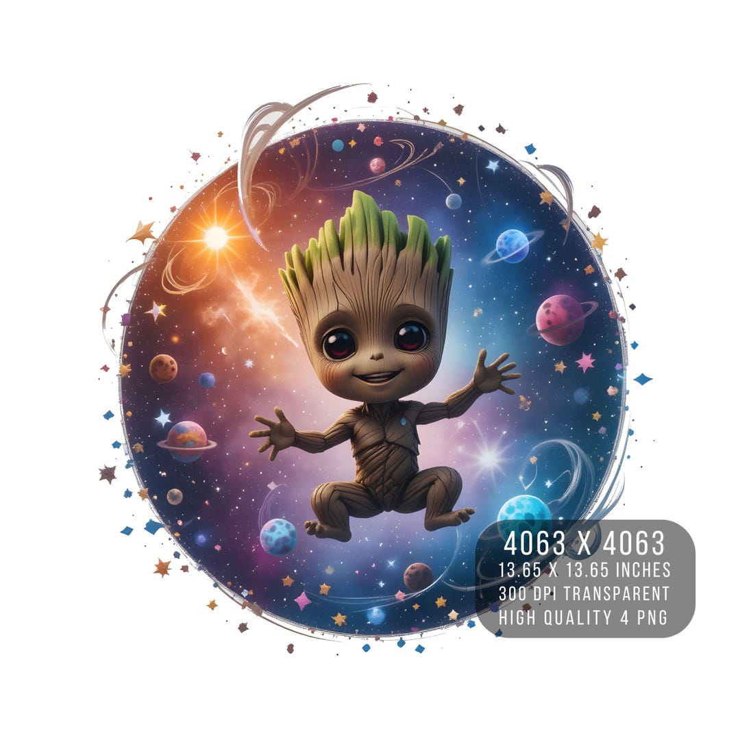 4 PNG Baby Groot Space Transparent Digital Design PNG File for ...