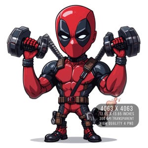 4 PNG Deadpool Cartoon Style Dc Comic Superhero Digital Design PNG File ...