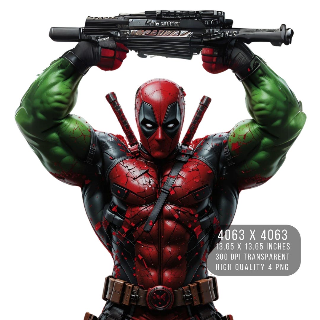 4 PNG Deadpool X the Hulk Superhero Color Splash Digital Design PNG ...