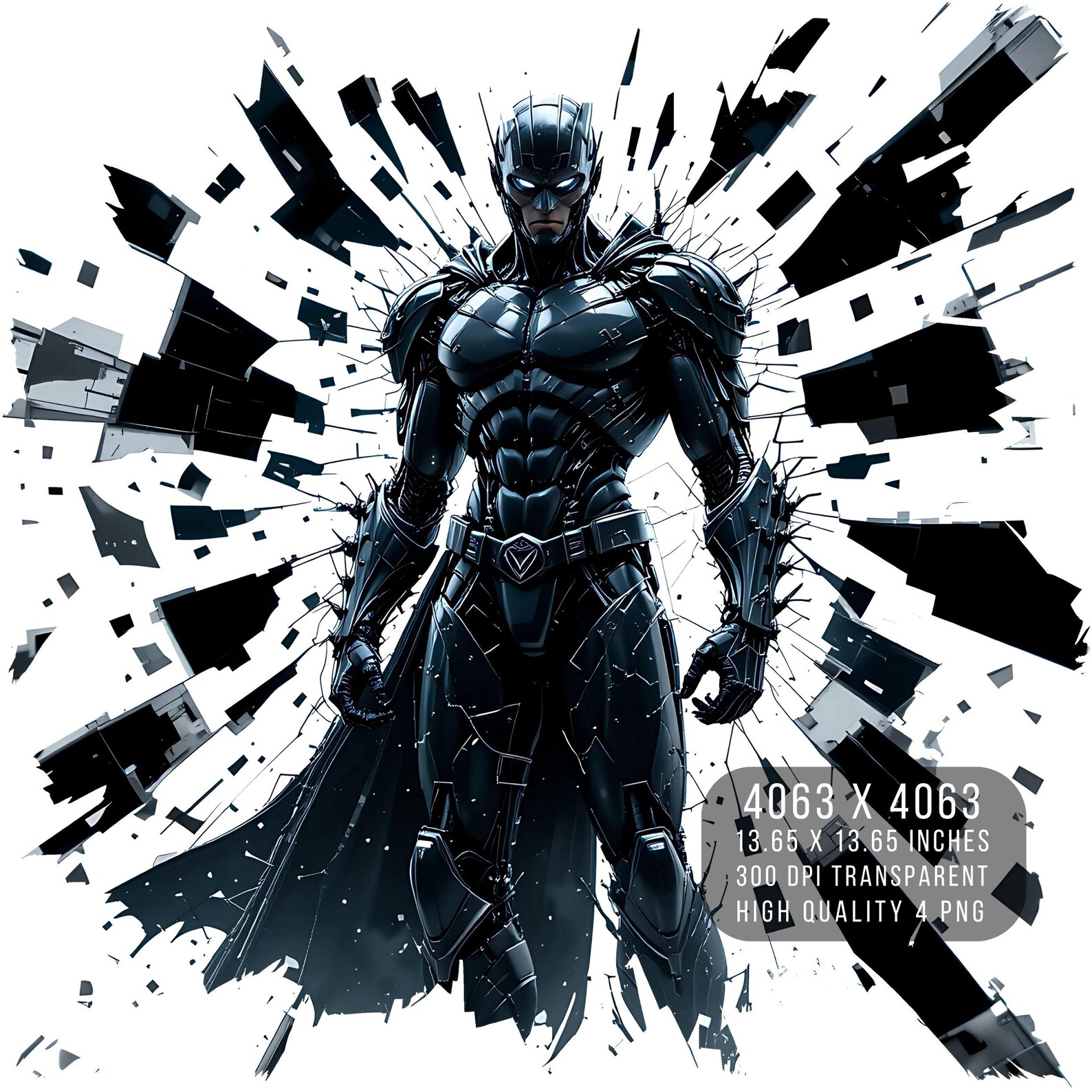 4 PNG Human Cyborg Superhero Fan Art Cracked Glass Digital Design PNG ...