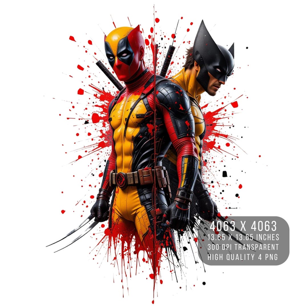 4 PNG Deadpool X Wolverine Superhero Color Splash Digital Design PNG ...