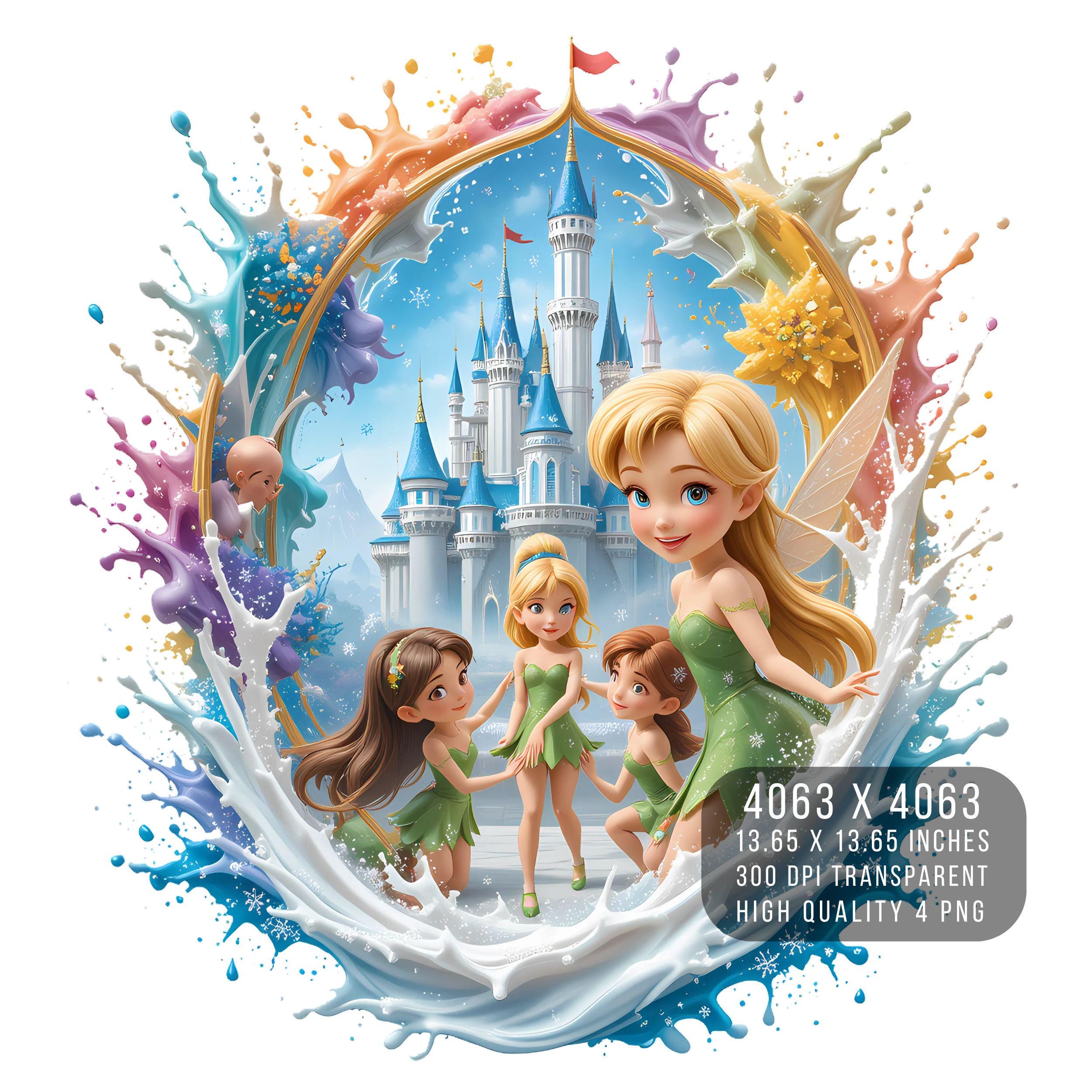 4 PNG Tinkerbell Fairies Watercolor Splash Digital Design PNG File for Sublimation high ...