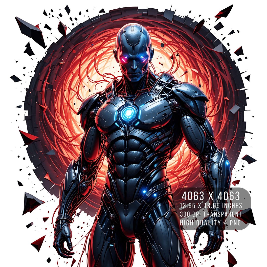 4 PNG Human Cyborg Superhero Fan Art Cracked Glass Digital Design PNG ...