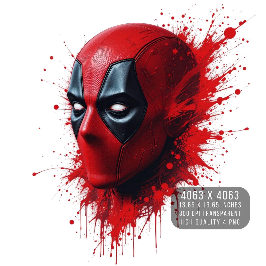 4 PNG Deadpool Head Superhero Color Splash Digital Design PNG File for ...