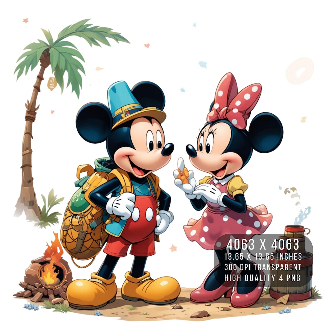 4 PNG Mickey Mouse and Minnie Go Camping on Vacation Digital Design PNG ...