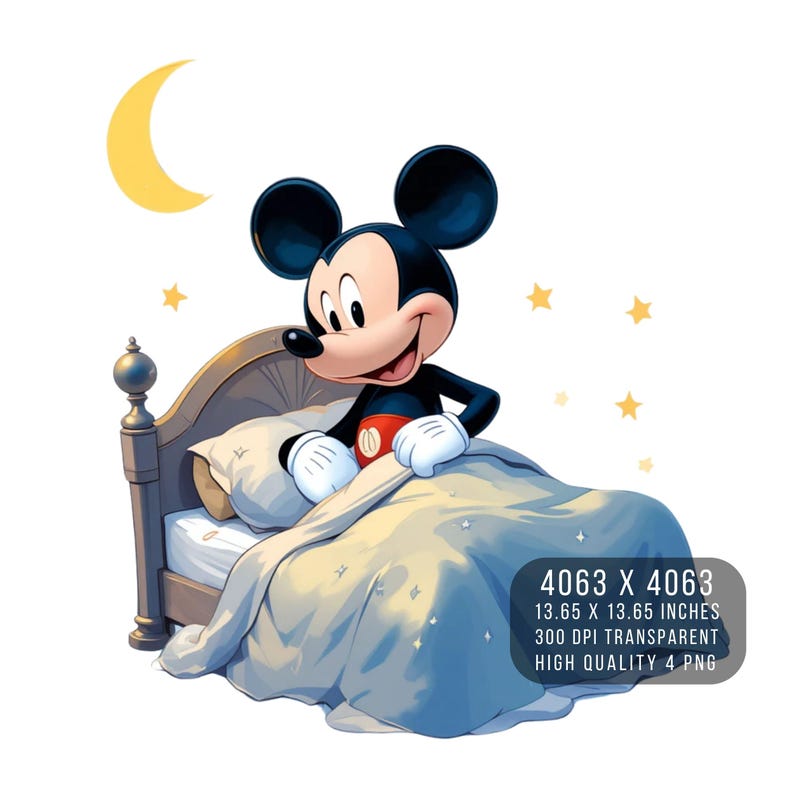 4 PNG Mickey Mouse Good Night Sweet Dream Digital Design PNG File for ...