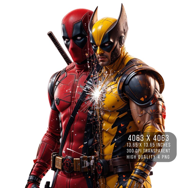 4 PNG Deadpool X Wolverine Superhero Color Splash Digital Design PNG ...