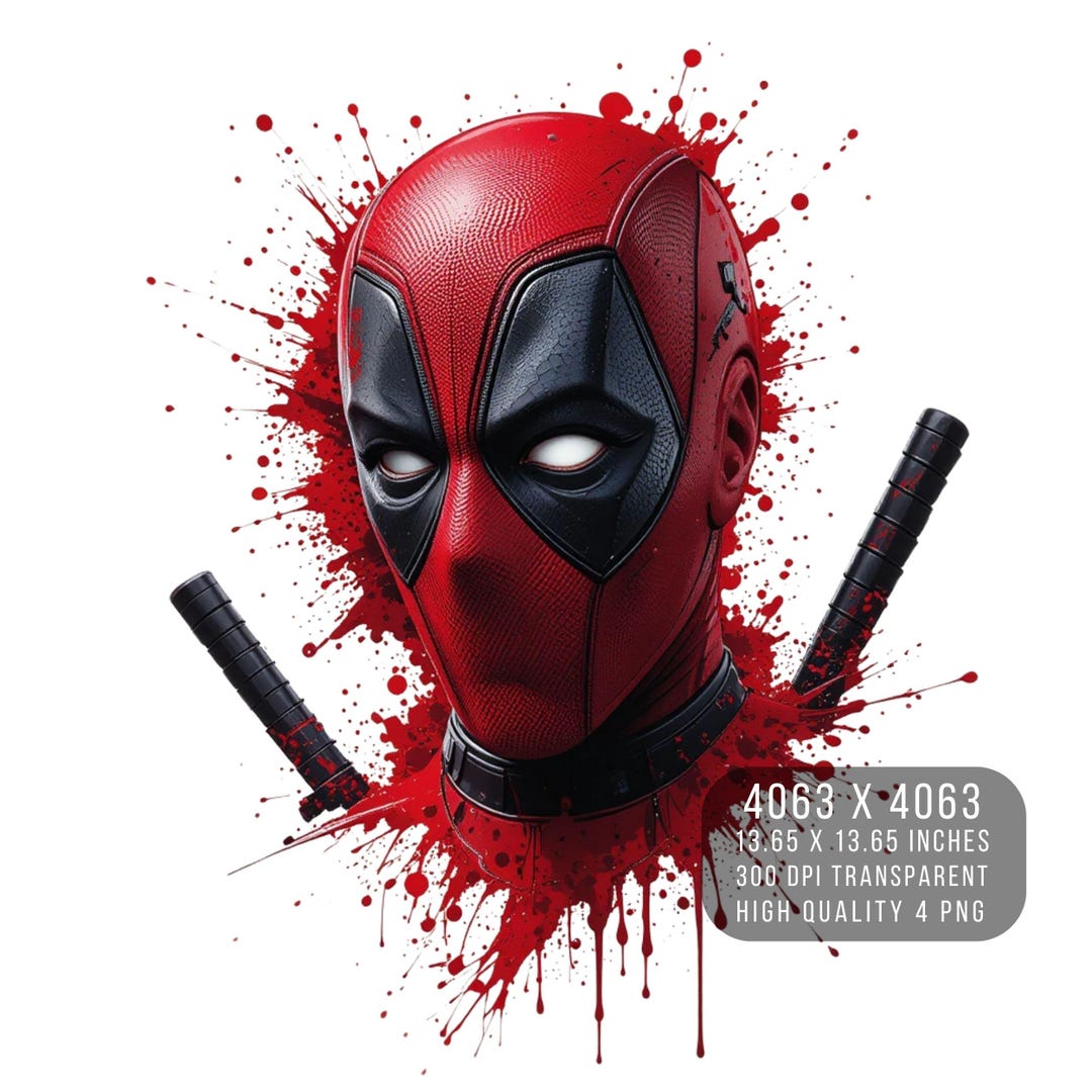 4 PNG Deadpool Head Superhero Color Splash Digital Design PNG File for ...
