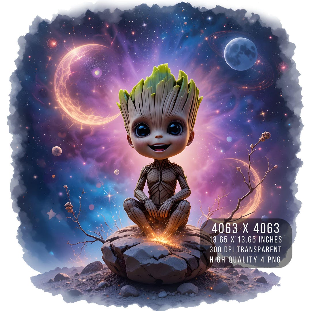 4 PNG Baby Groot Space Transparent Digital Design PNG File for ...