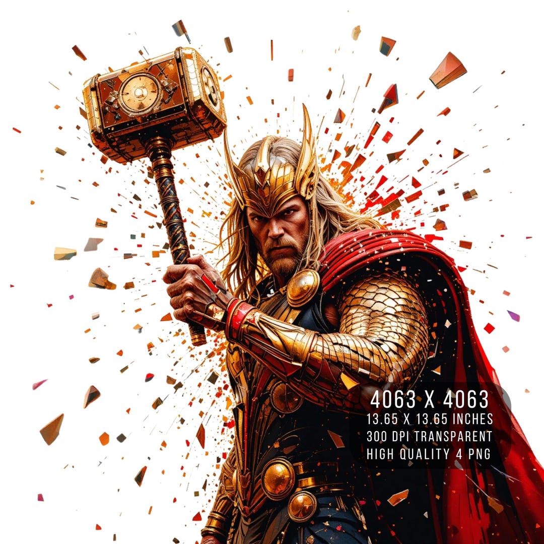 4 PNG Thunder God Thor - Asgard Superhero Color Splash - PNG File for ...