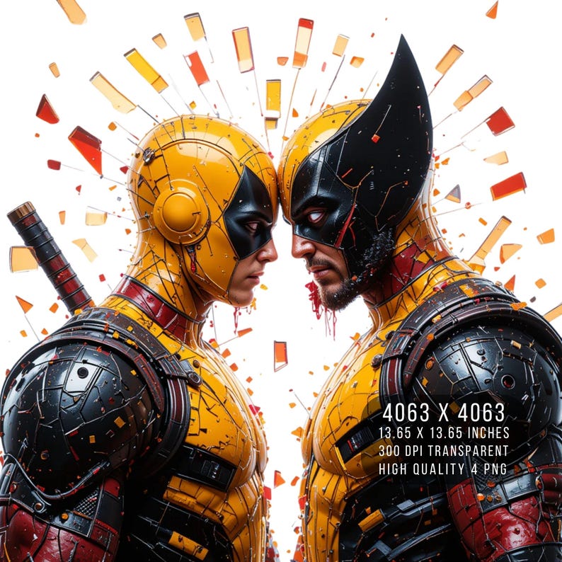 4 PNG Deadpool X Wolverine Superhero Color Splash Digital Design PNG ...