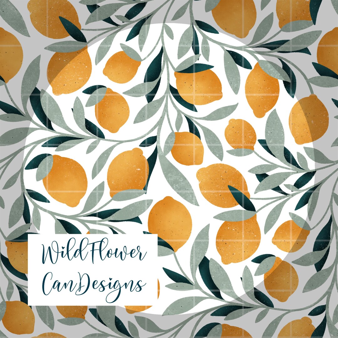 Summer Lemon Digital Pattern - DIY Gifts for Her Fabric Design, Mugs ...