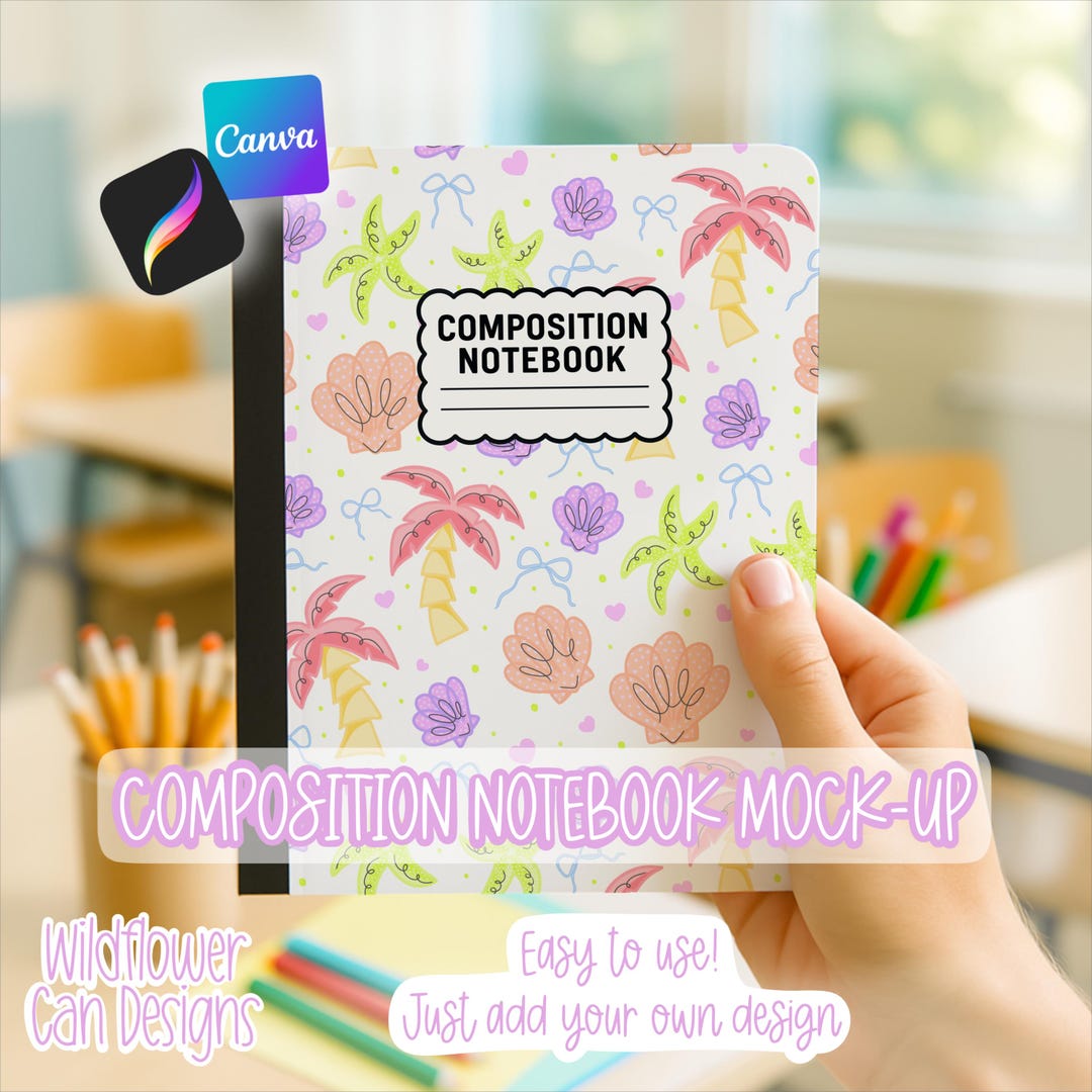 Composition Notebook Mock-up - Procreate - Canva - Instant Download ...