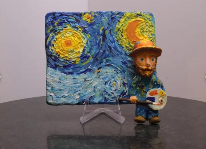 Mini Artist Figurine Van Gogh Starry Night Duchamp Fountain Sculpture ...