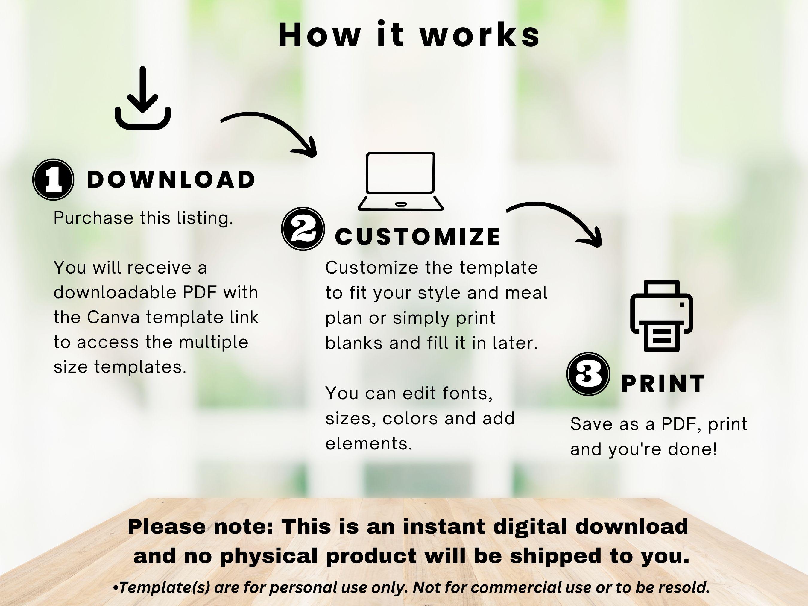 Weekly Meal Plan Template, Menu Planner, Food Planning, Canva Template ...