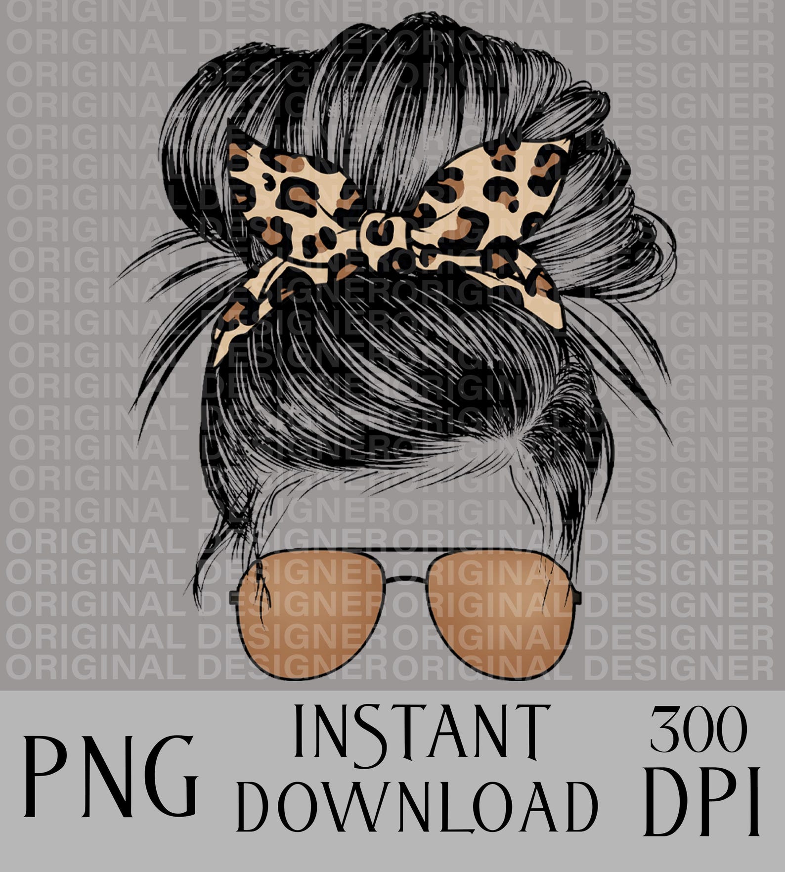 Leopard Print Messy Bun Png, Mom Bun, Messy Bun Printable Png, Cricut ...