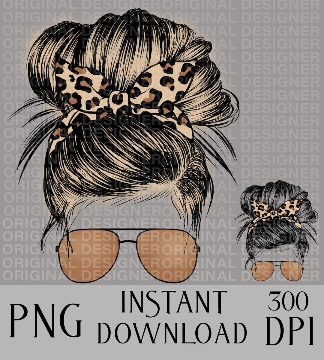 Leopard Print Messy Bun Png, Mom Bun, Messy Bun Printable Png, Cricut ...