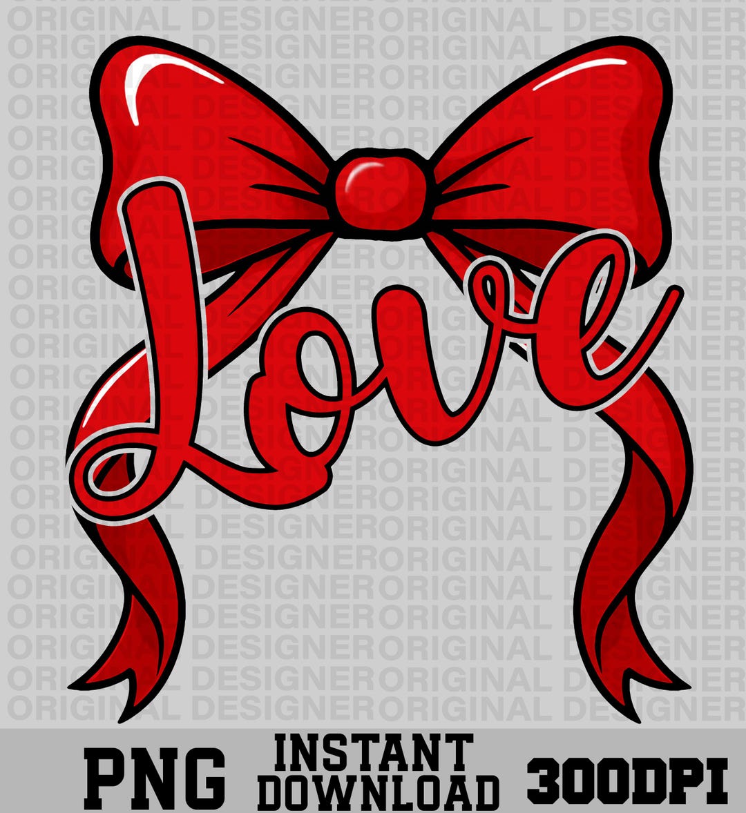 Red Love Bow Png Digital Download, Preppy Bow Png, Coquette Bow Design ...