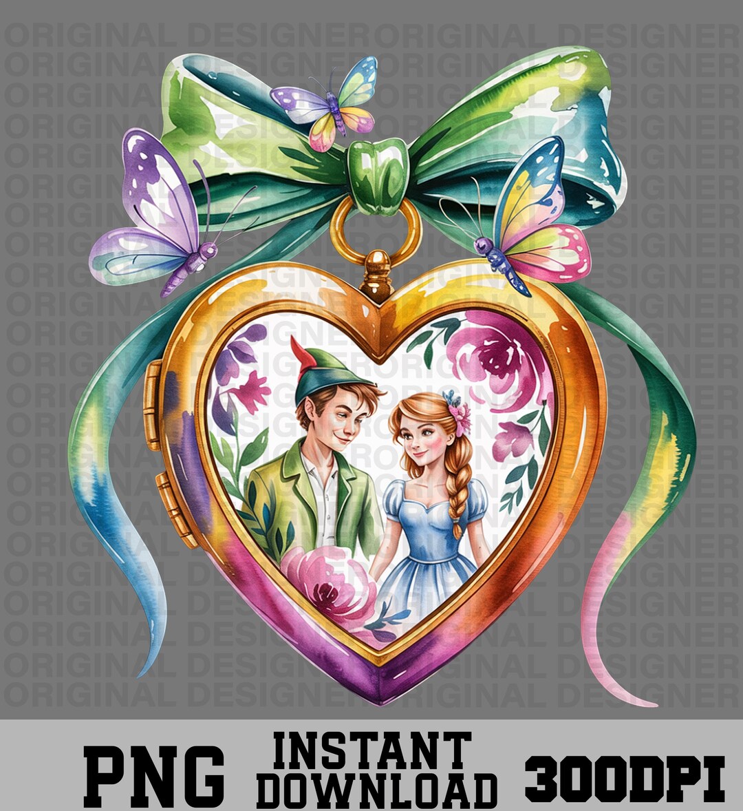 Watercolor Peter Pan and Wendy Png, Peter Pan Bow Png, Peter Pan and ...