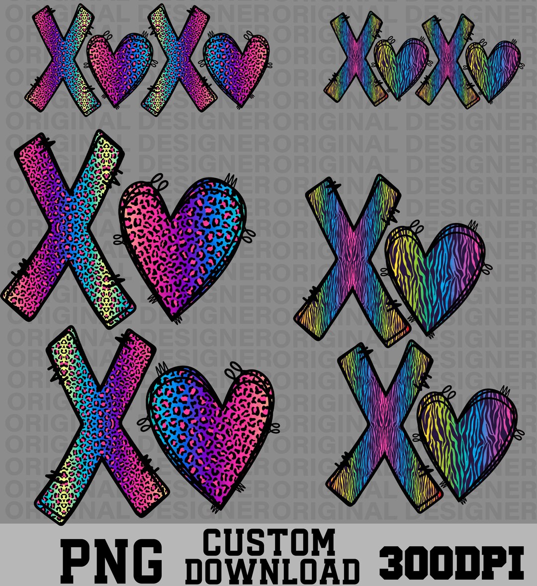 XOXO Doodle Digital Download Png, Leopard Print Valentine Sublimation ...
