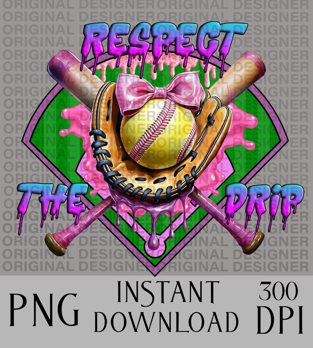 Respect the Drip Baseball Dripping Png, Pink Bow Baseball, Dripping ...
