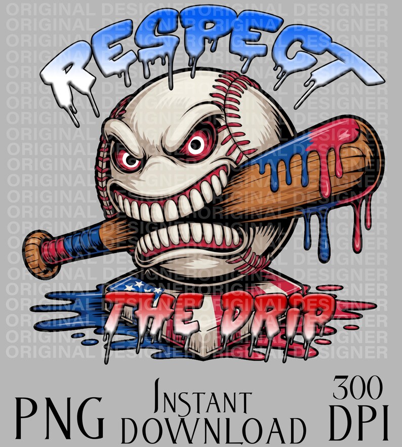 American Flag Baseball Dripping Png, Respect the Drip Baseball Download ...