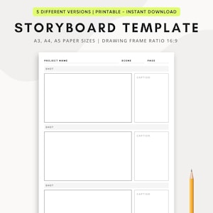 Printable Storyboard Template: Filmmaking & Animation Planner (PDF) - Etsy