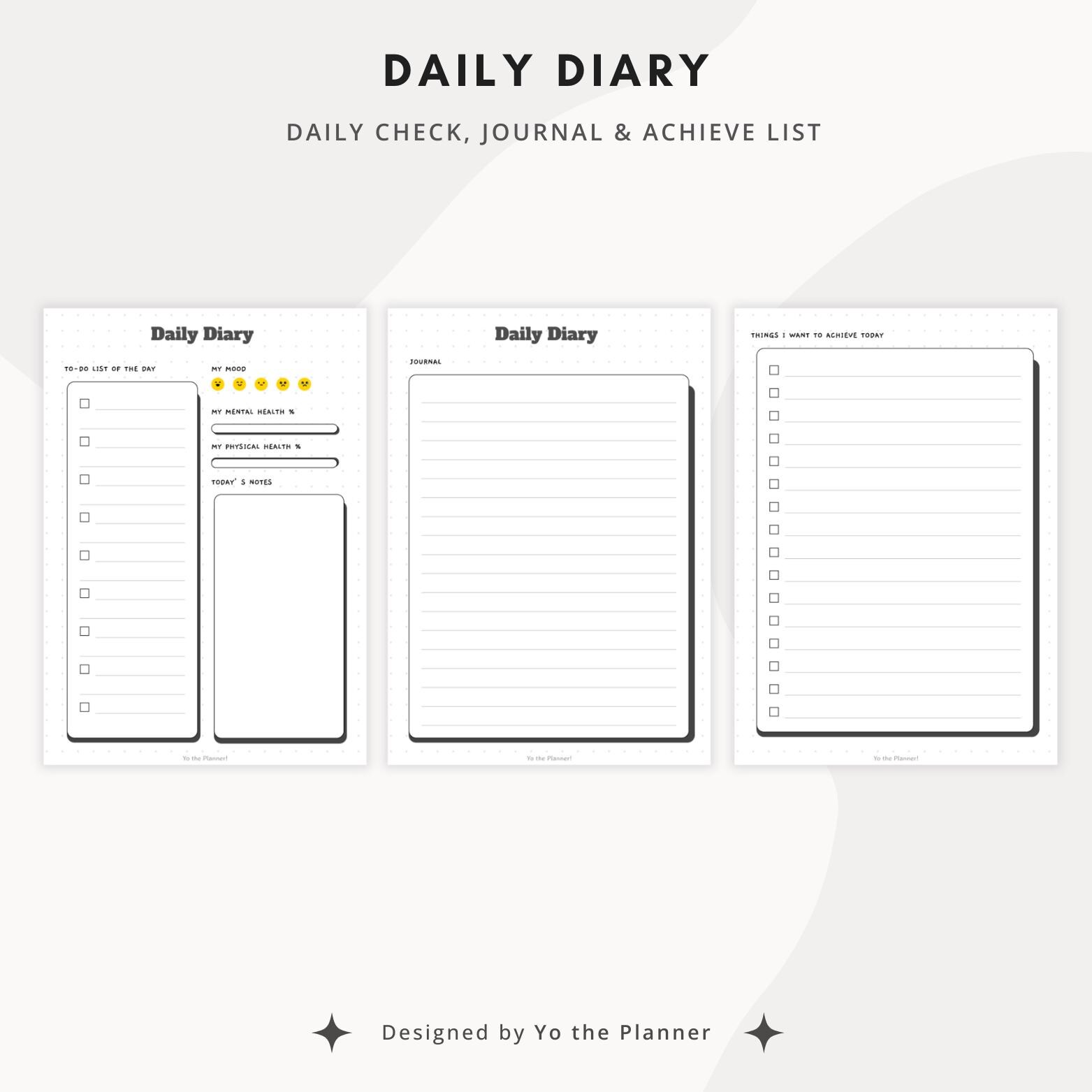 Printable Daily Diary Kit | 2025 Calendar + Vision Board + Motivational ...
