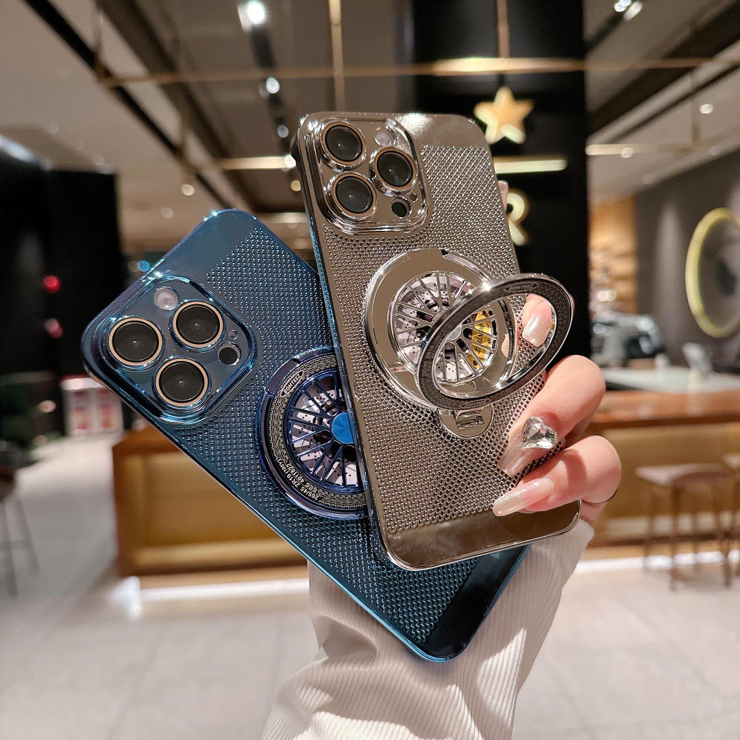 5 Colors Trendy Bazel-less Case Cooling Spining Mesh Case Kickstand ...