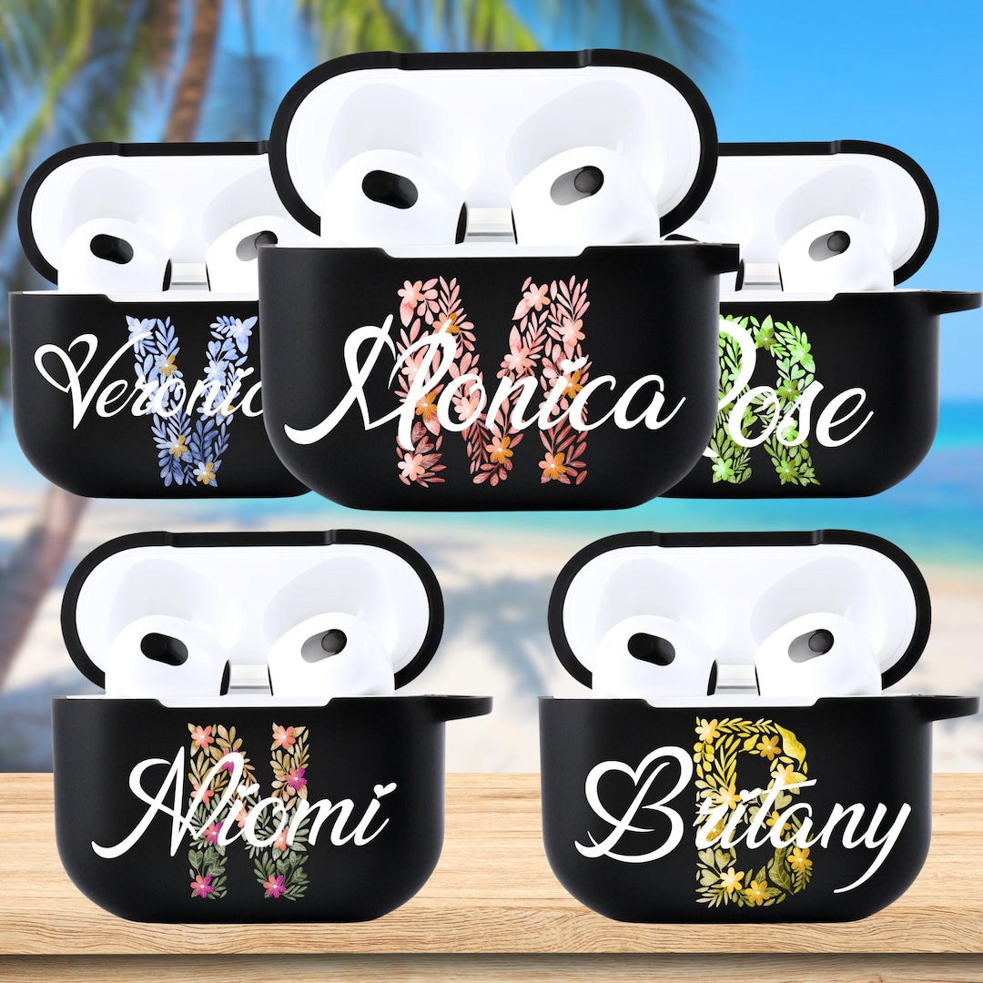 Custom Floral Initial Airpods 4 Case | Personalized Botanical Style ...