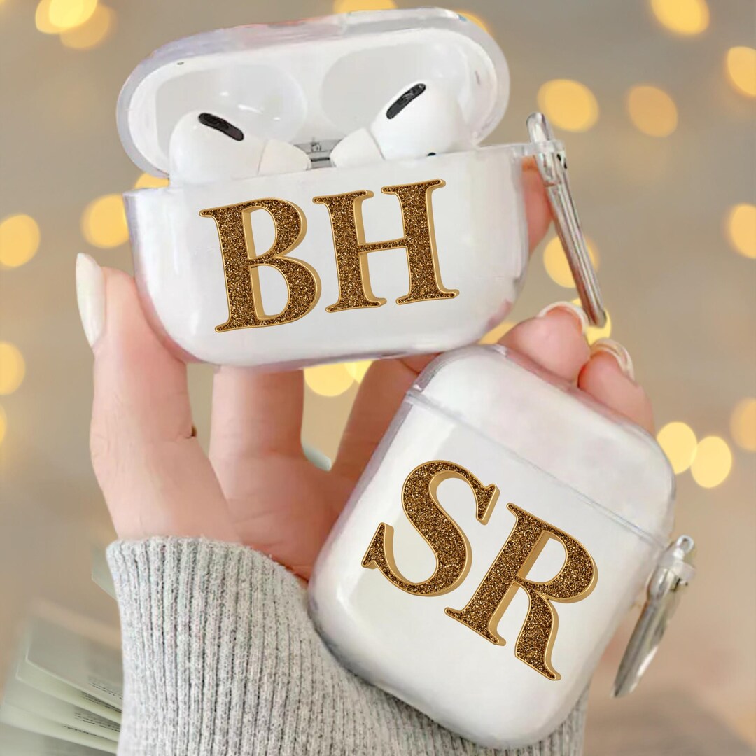 Personalized Gold Glitter Initials AirPod Case | Custom Name Case for ...