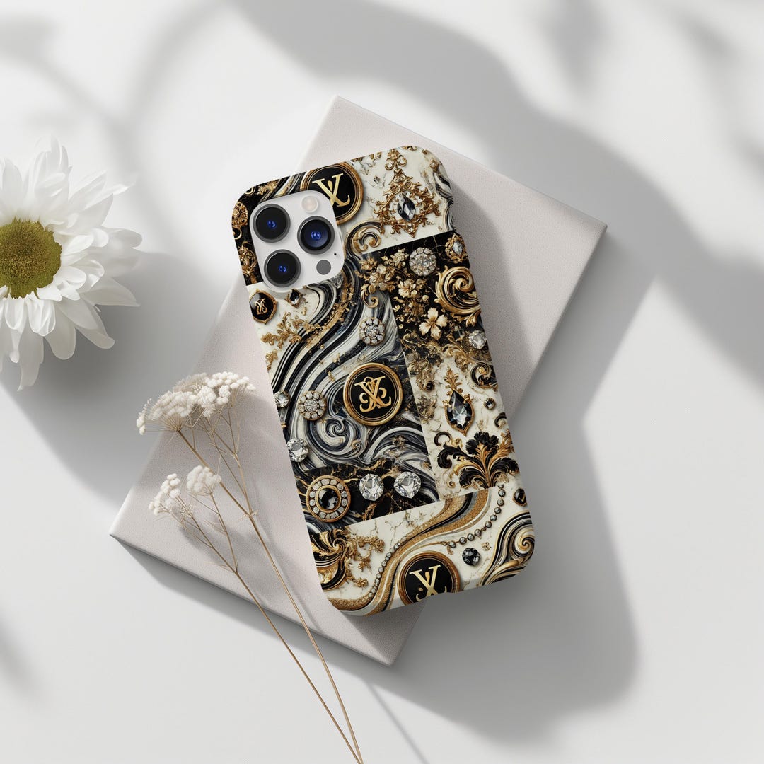 Classic Baroque Luxury iPhone Case | Gold, Marble & Gem Pattern ...