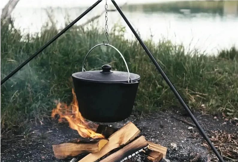 8L Heavy-duty Cast Iron Tourist Kazan Pot With Lid, Outdoor Cast Iron ...